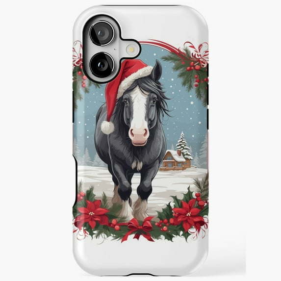 Festive Shire Horse Christmas Graphic Phone Case with iPhone 17 to 11 ...