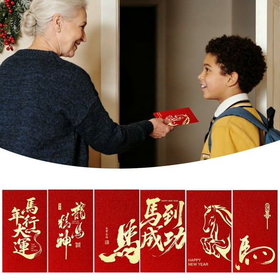 Festive Single Red Envelope With Gold Foil Design Traditional Chinese ...