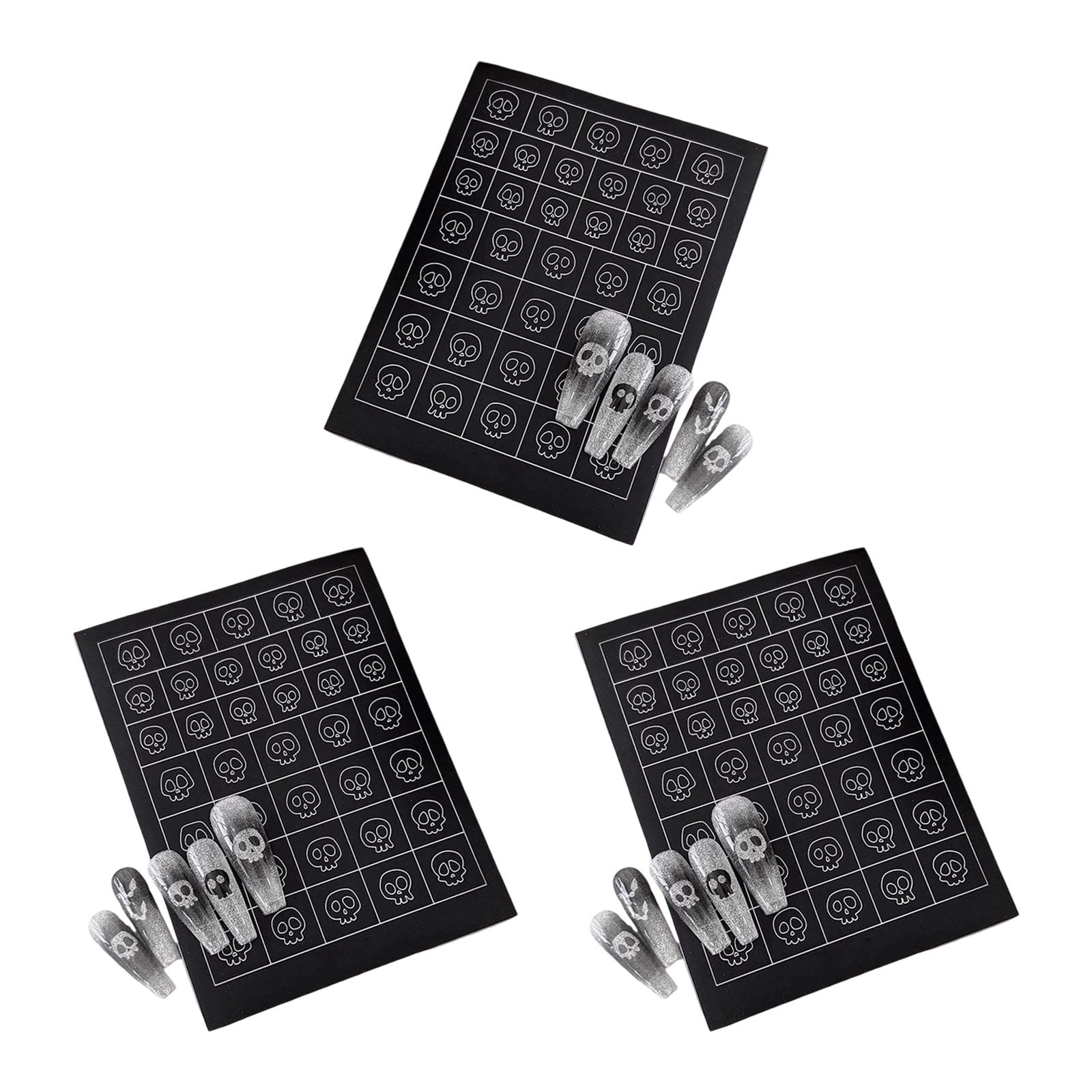 Festive Skeleton Nails Decals Sticker Adhesive Hollow Stencils for ...