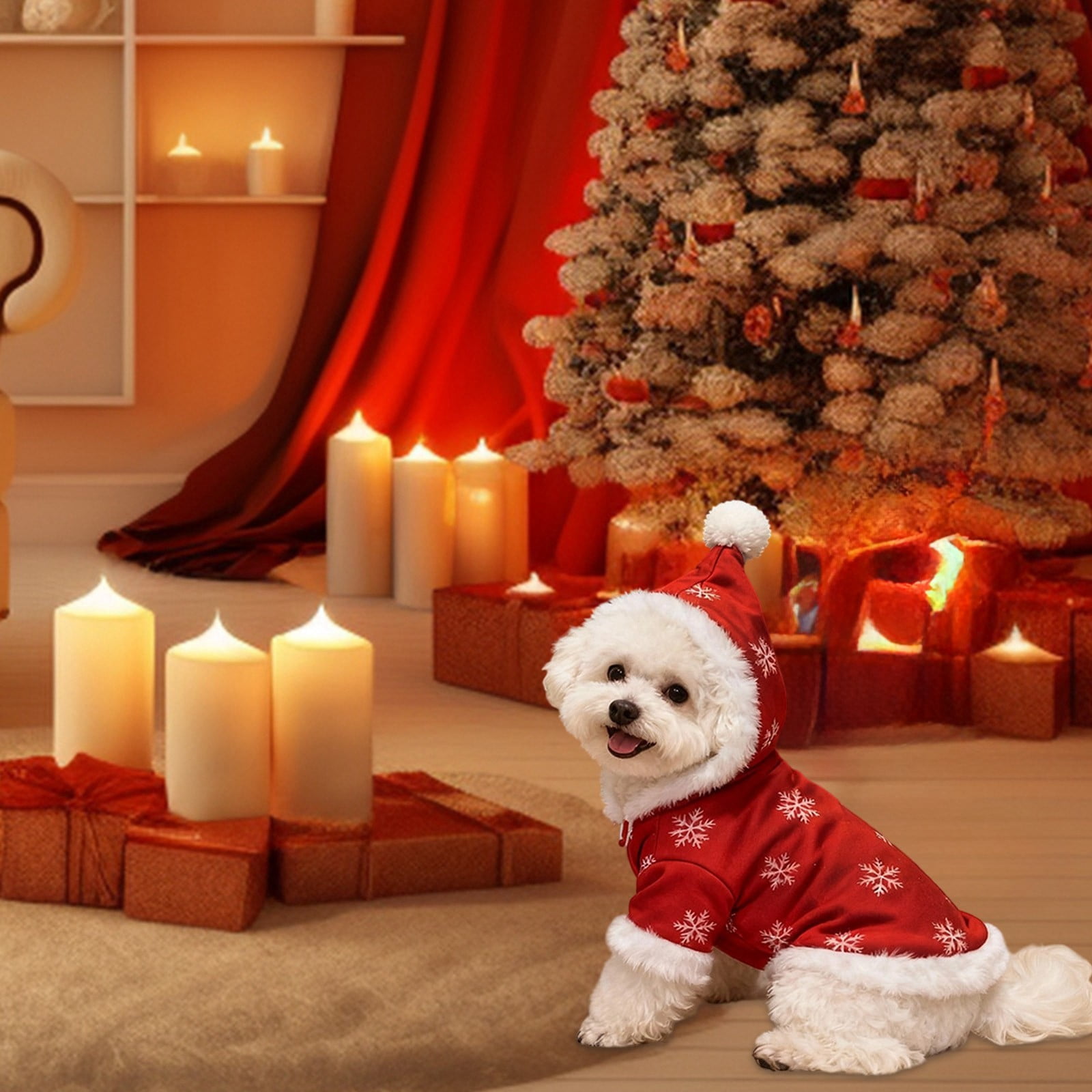 Festive Snowflake Coat for Small Medium Large Breed Puppies Warm Soft ...