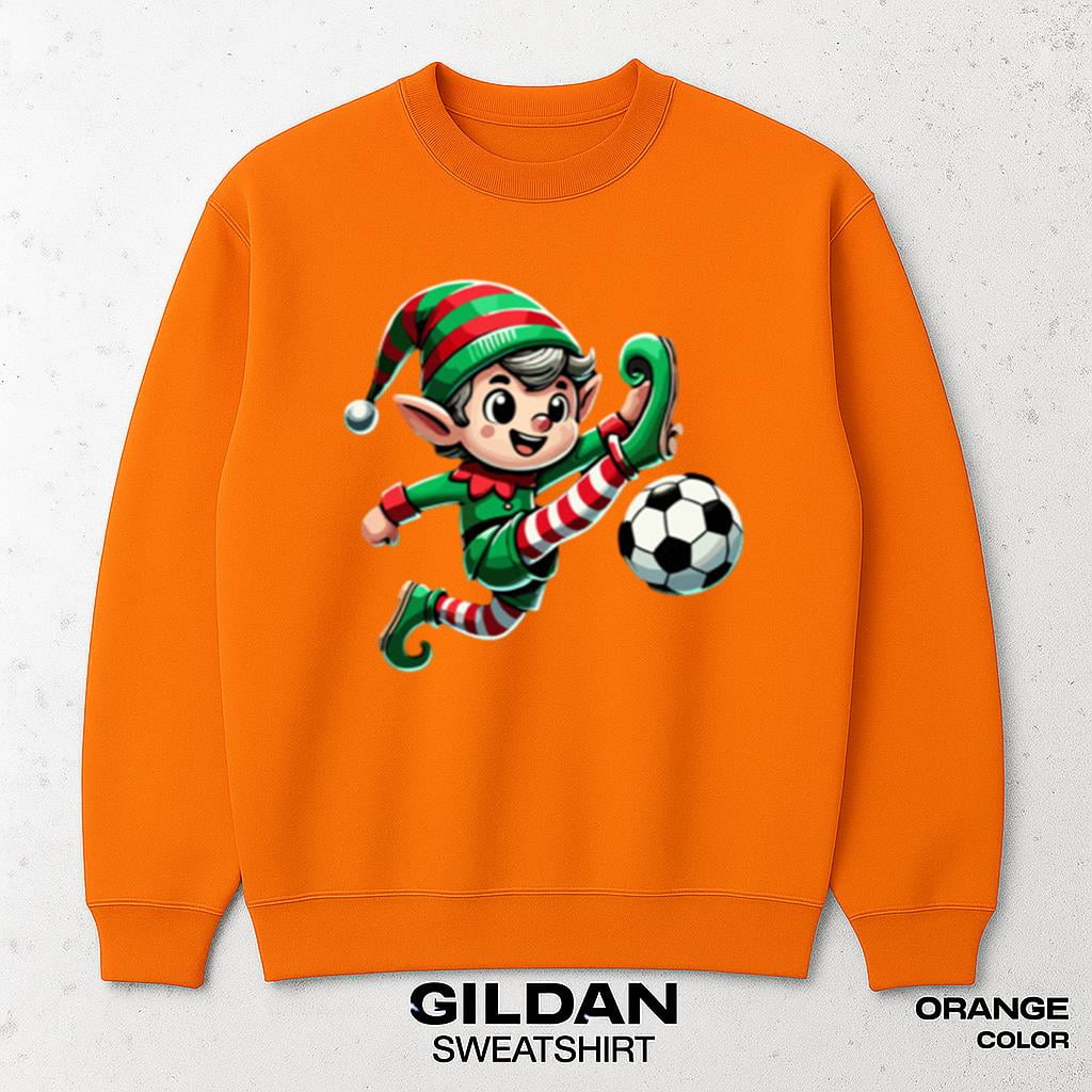 Festive Soccer Elf Kicking Holiday Fun Funny Sports Player Xmas Fun ...