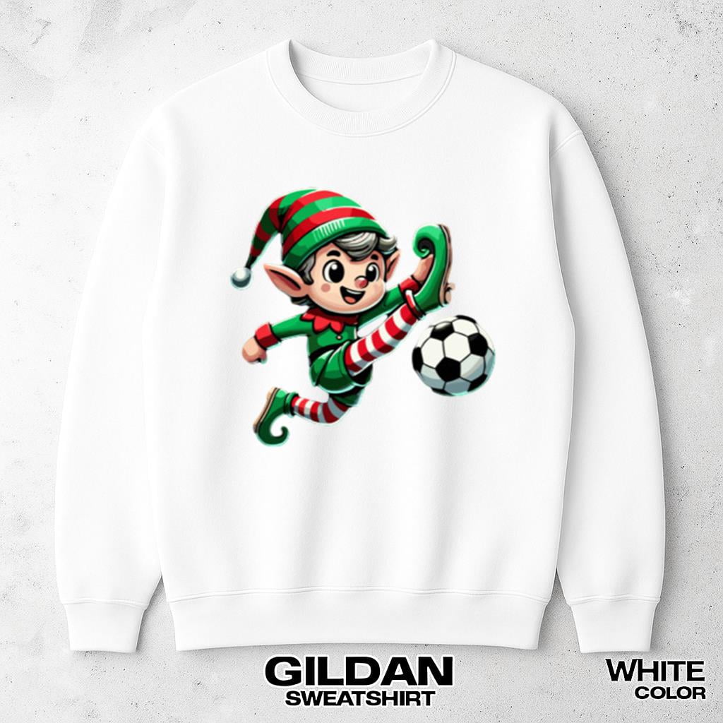 Festive Soccer Elf Kicking Holiday Fun Funny Sports Player Xmas Fun ...
