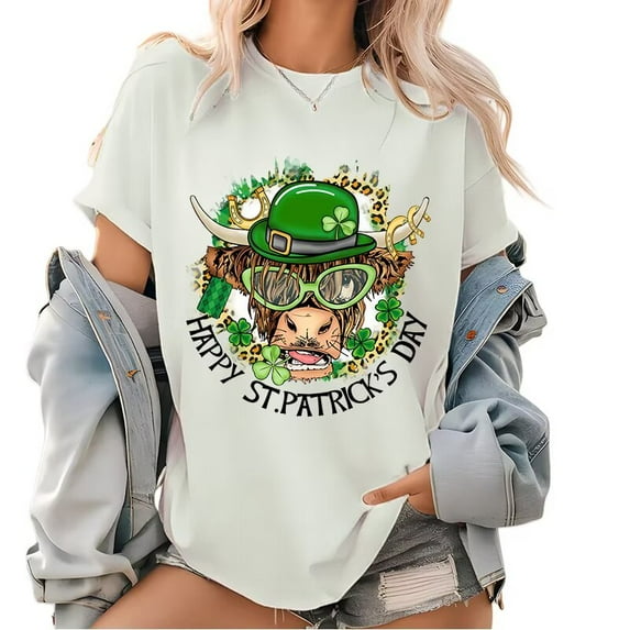 Festive St. Patrick's Day Graphic Tees White S-5XL Print T shirt Casual ...