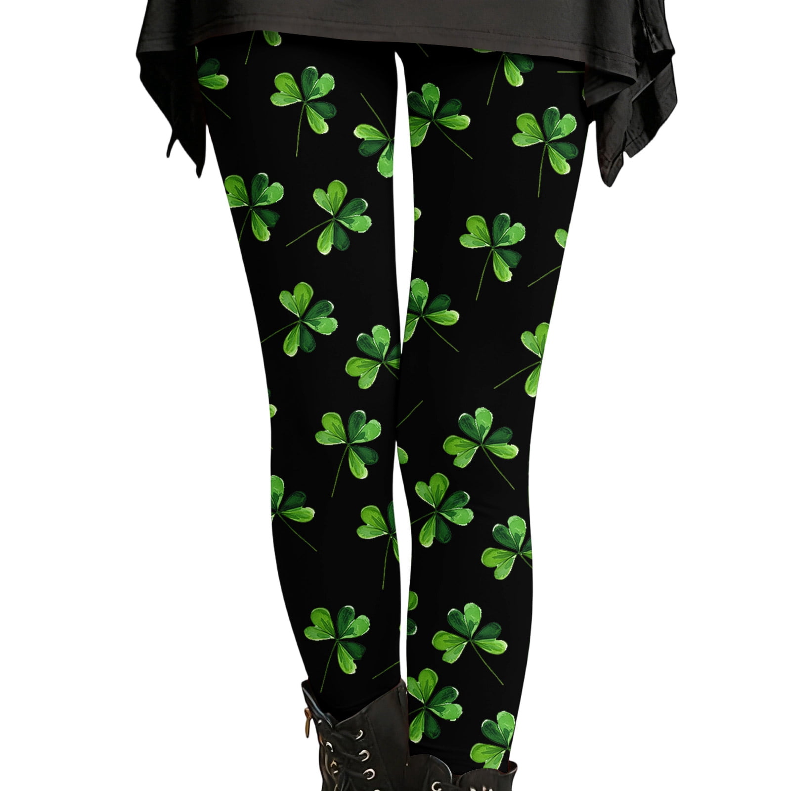 Festive St. Patrick's Day Leggings - Green Clover Design High Waist ...