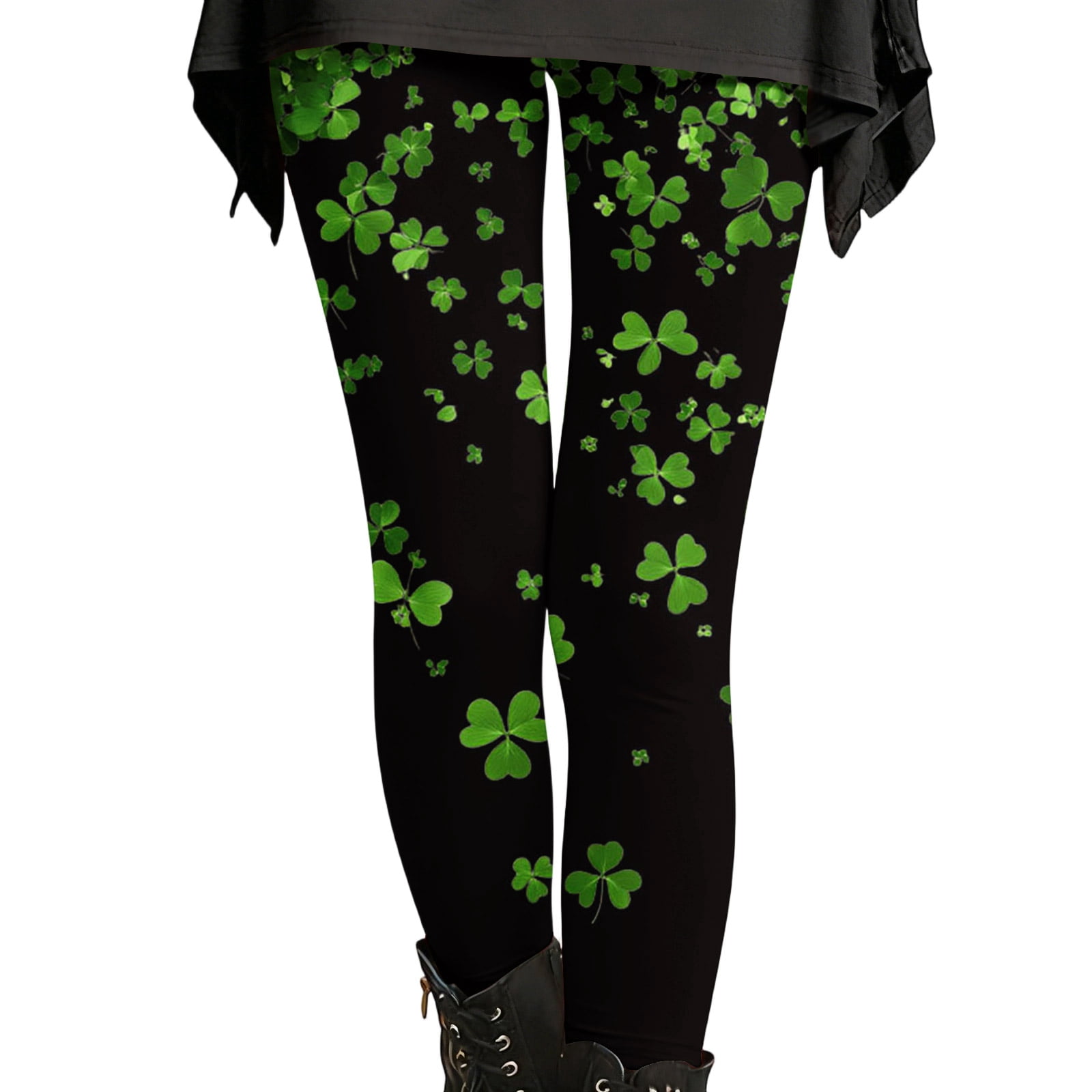 Festive St. Patrick's Day Leggings - Green Clover Design High Waist ...