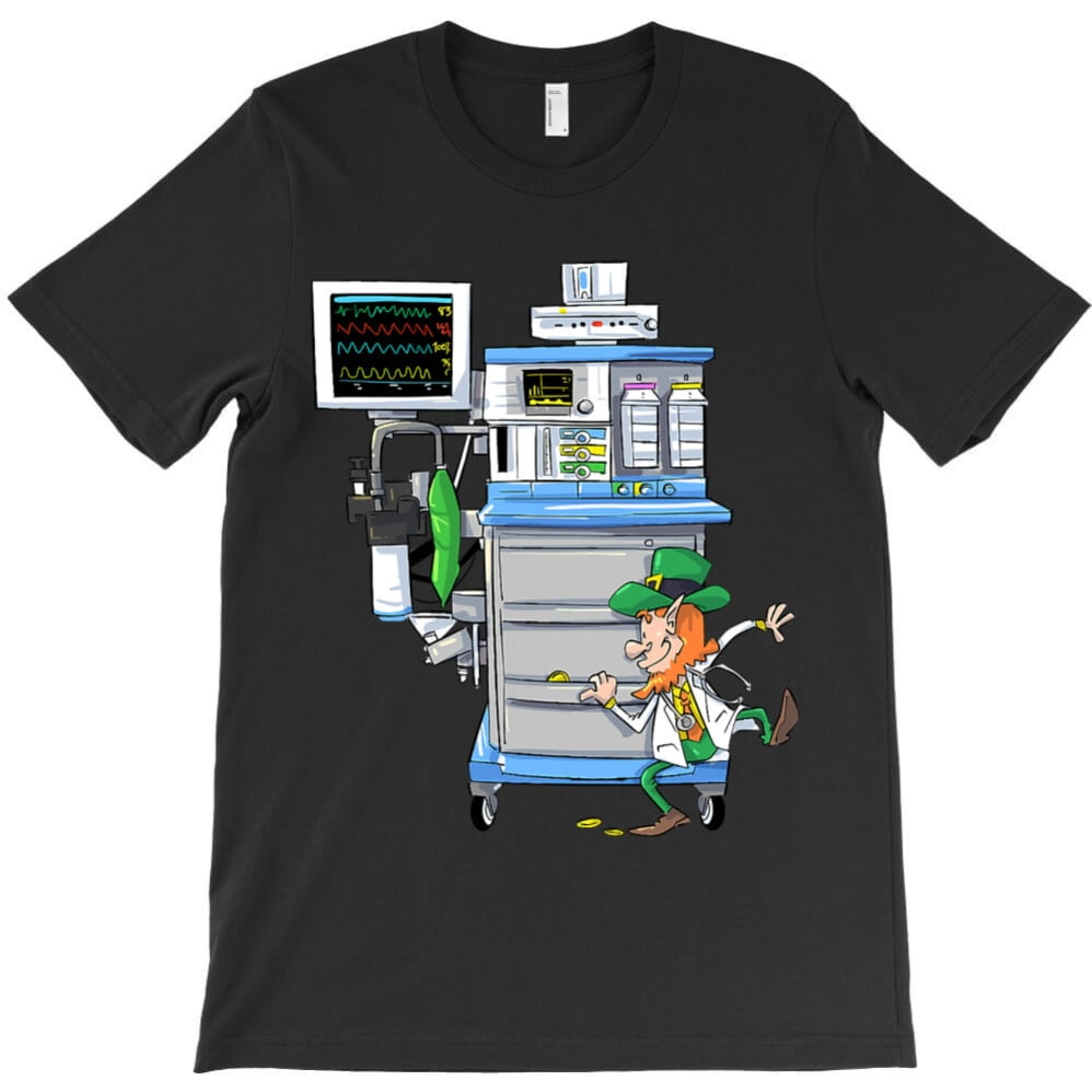 Festive St. Patrick's Day Leprechaun Anesthesia Machine Funny Graphic T ...