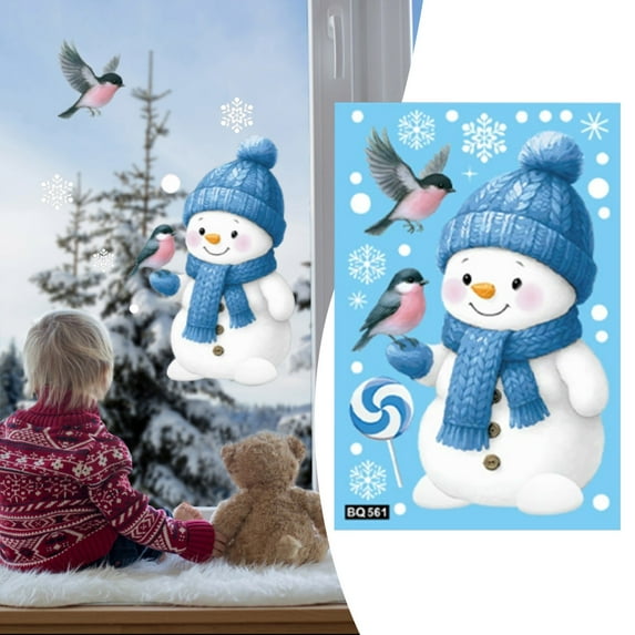 Festive Static Cling Window with Candy Snowflakes and Snowman for ...
