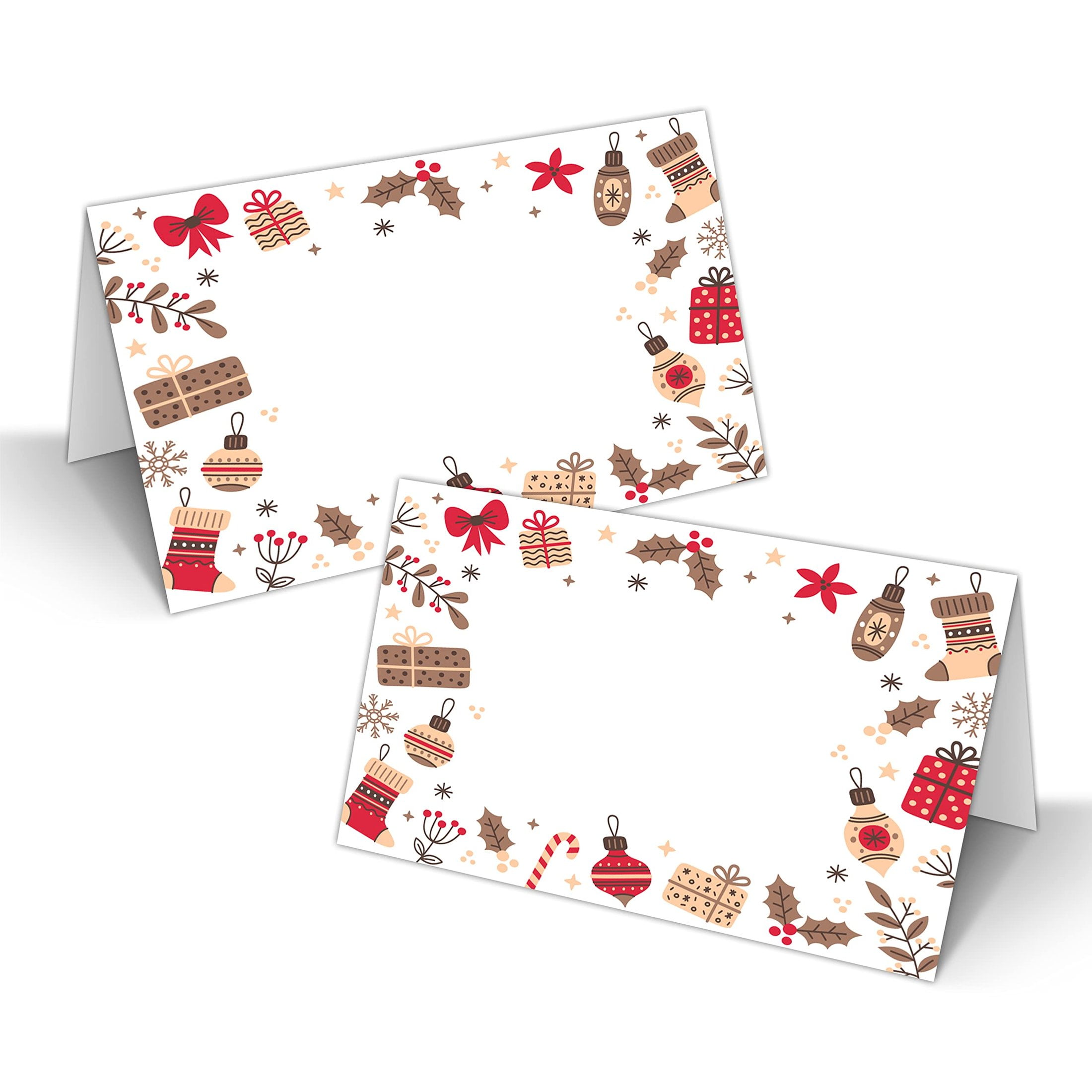 Festive Table Place Cards - 25 Pack Blank Seating Labels for Christmas ...