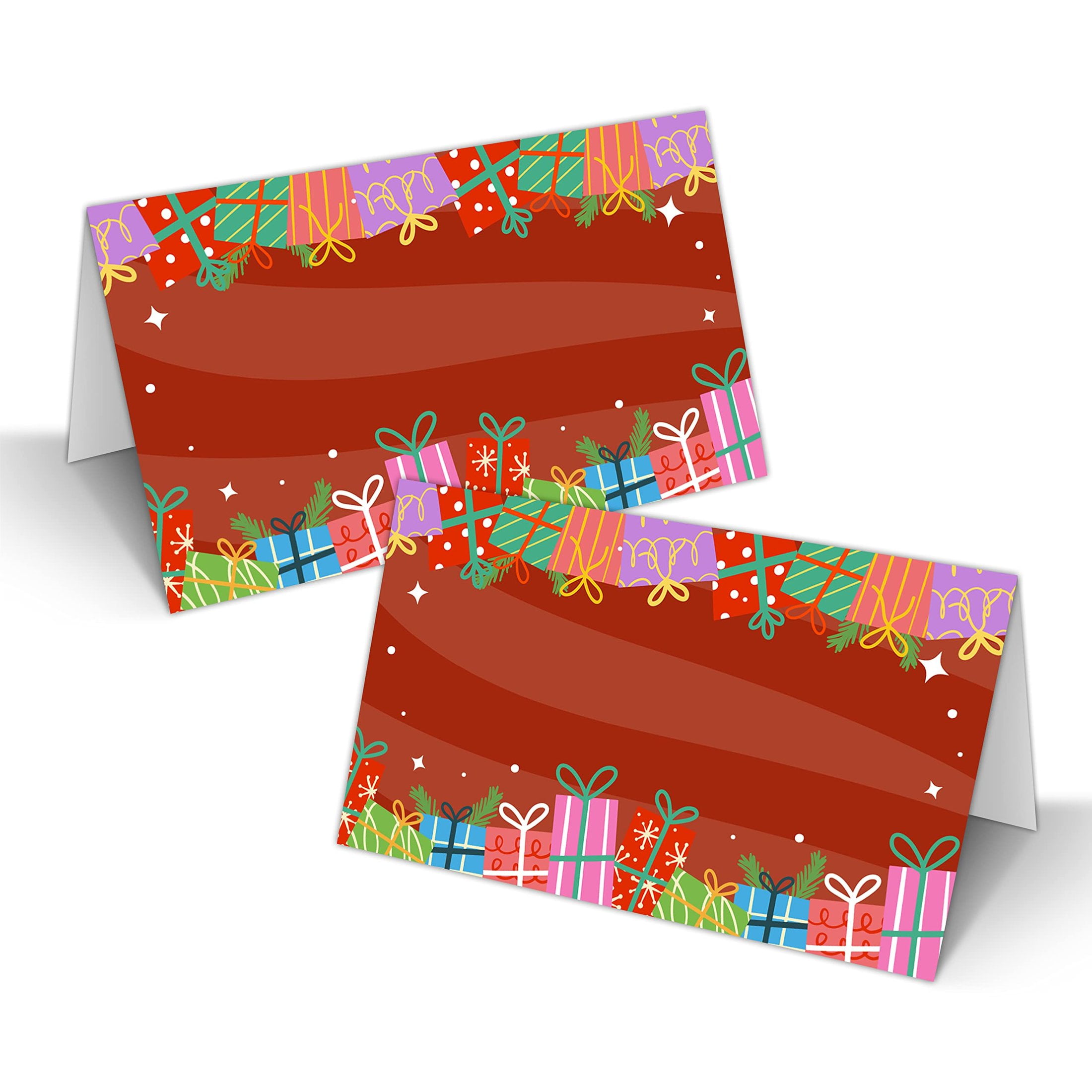 Festive Table Place Cards - 25 Pack Blank Seating Labels for Christmas ...