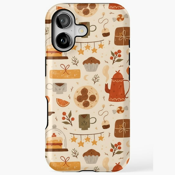 Festive Tea Time Holiday Art Case for iPhone 11 12 13 14 15 16 17 Pro ...