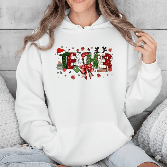Festive Teacher Holiday Classroom Seasonal Cheerful Design Hoodie Shirt ...