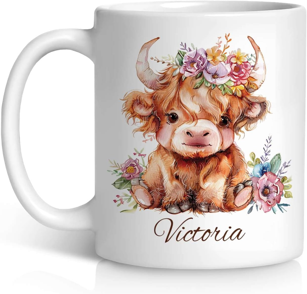 Festive Themed Custom Halloween Highland Cow Ceramic Mug, Personalized ...