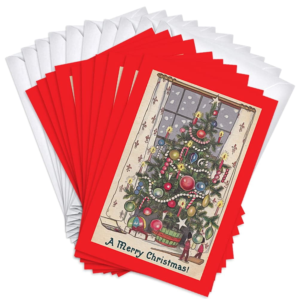 Festive Tree Traditional Christmas Holiday Greeting Cards | 20 Pack ...