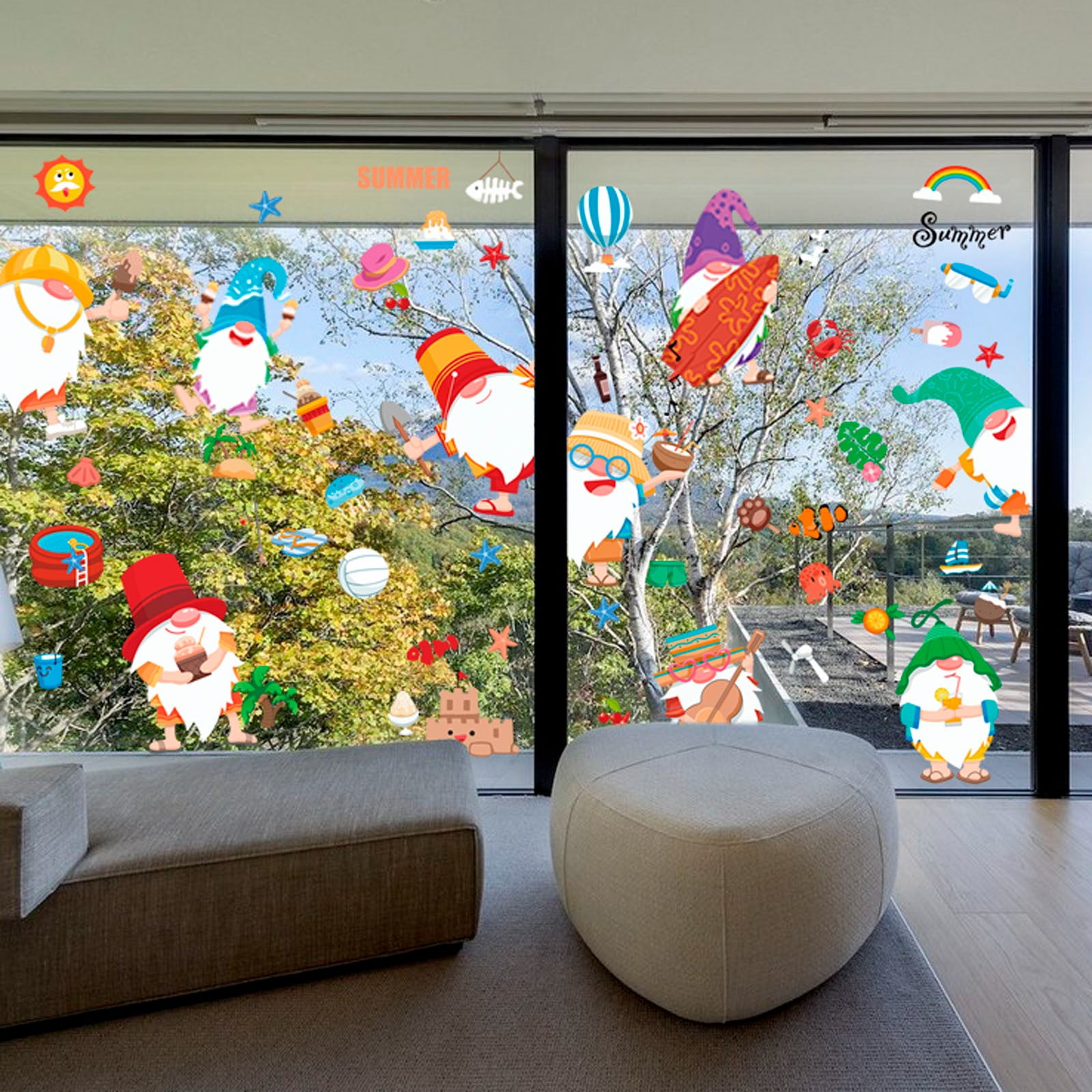 Festive Window Stickers Pool Party Summer Wall Glass Decorative Static ...