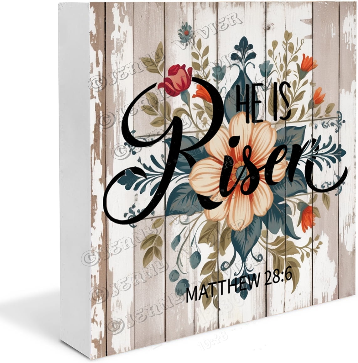 Festive Wooden He Is Risen Sign:Rustic Farmhouse Wooden Box Sign ...