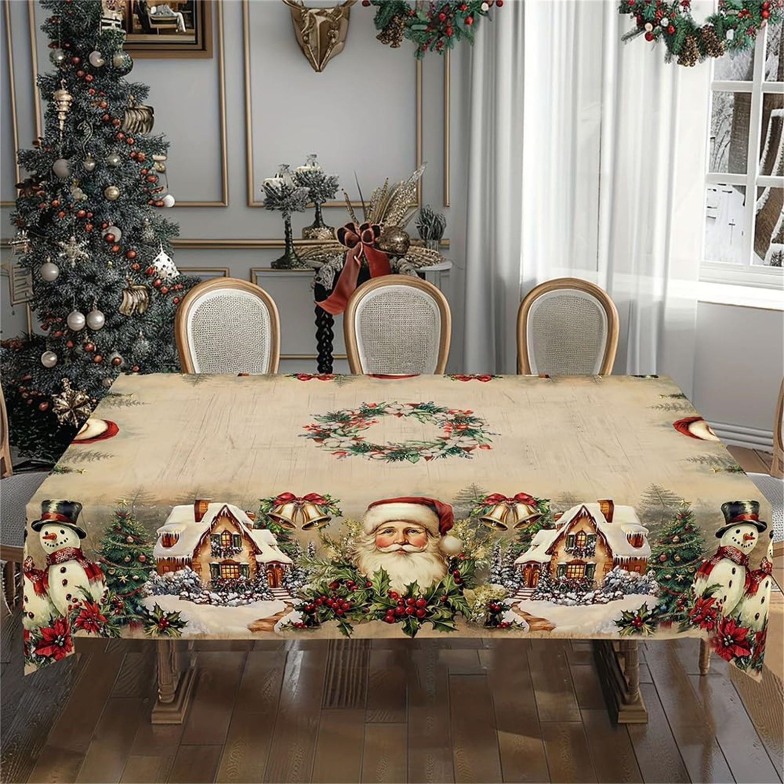 Festives Christmas Tablecloth For Holiday Dining Stain Resistant ...