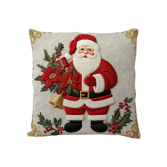 Festives Linen Pillow Case Christmas Embroidery Reindeer Snowman Theme ...