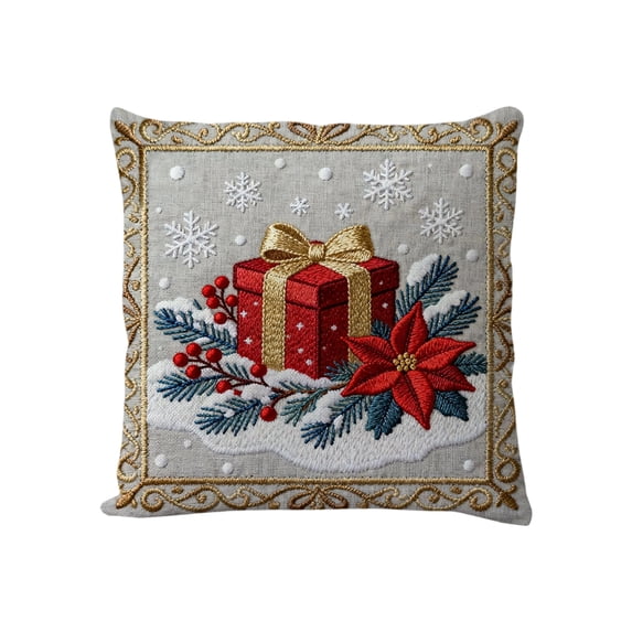 Festives Linen Pillow Case Christmas Embroidery Reindeer Snowman Theme ...