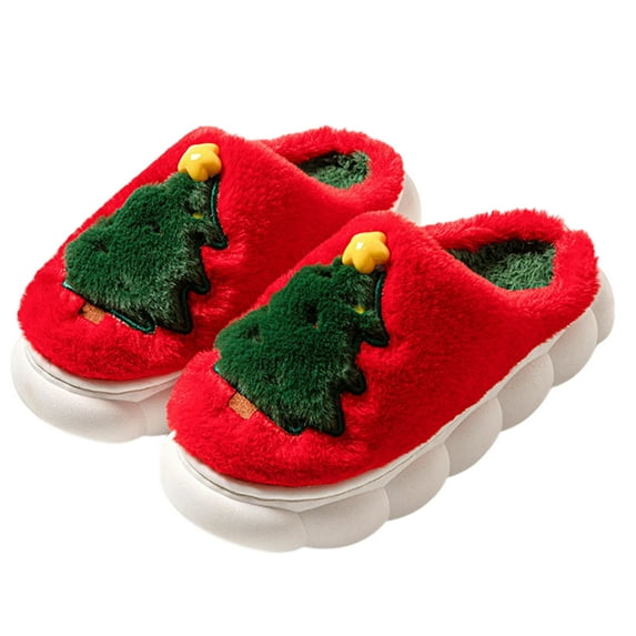 Festives Women's Winter Slippers With Christmas Tree Embroidered ...