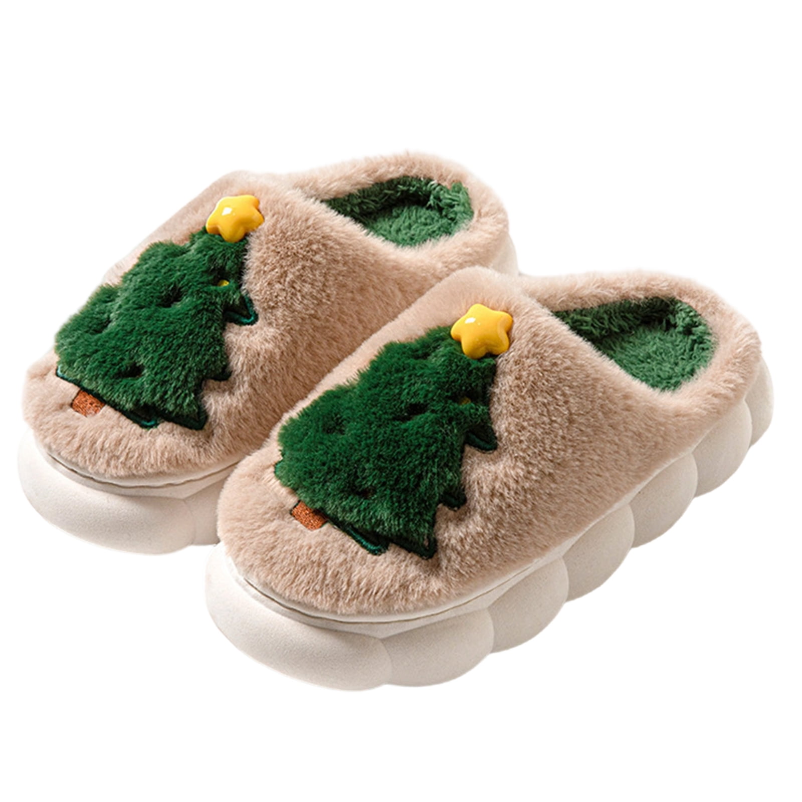 Festives Women's Winter Slippers With Christmas Tree Embroidered ...