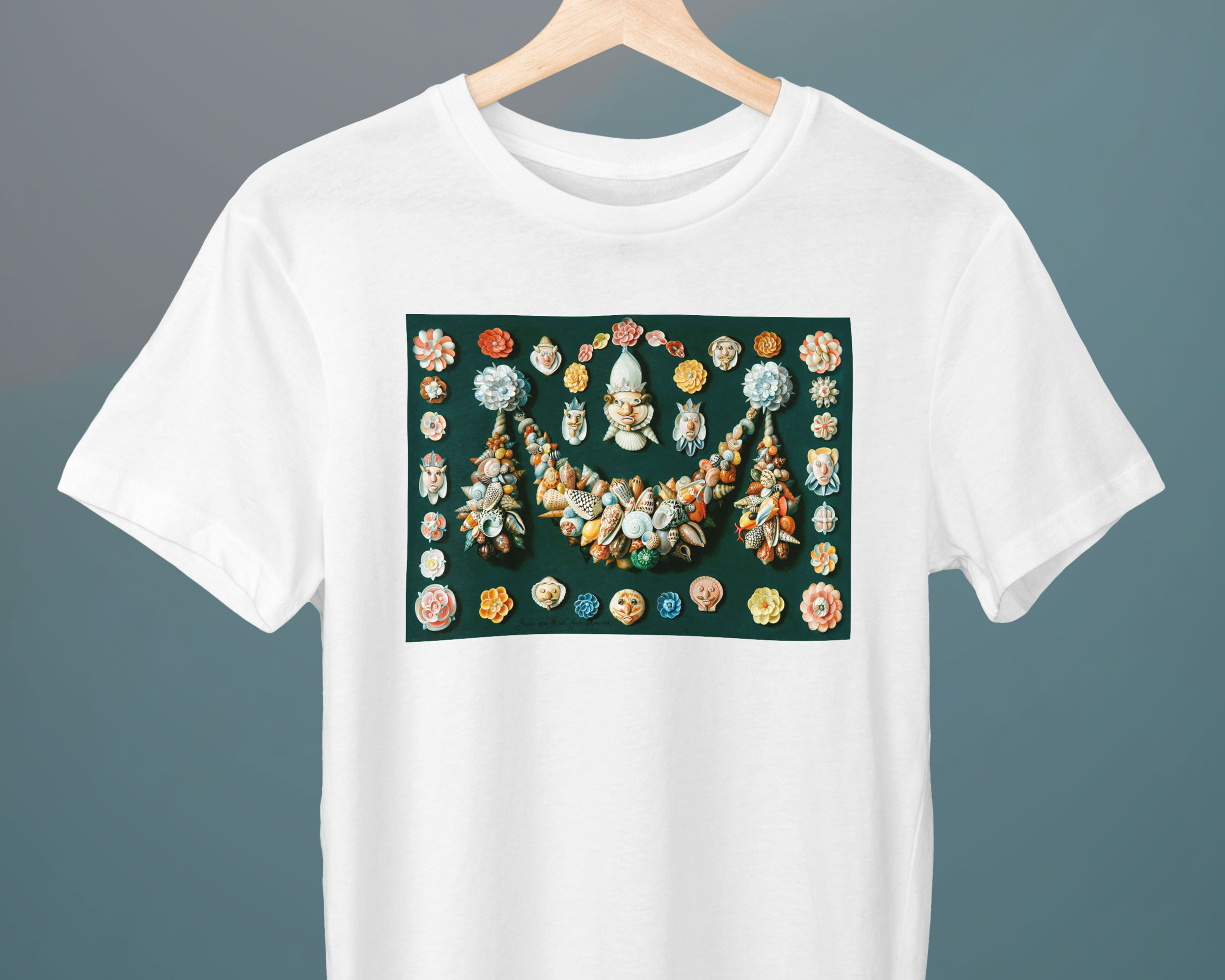 Festoon, masks and rosettes made of shells, Jan van Kessel the Elder ...