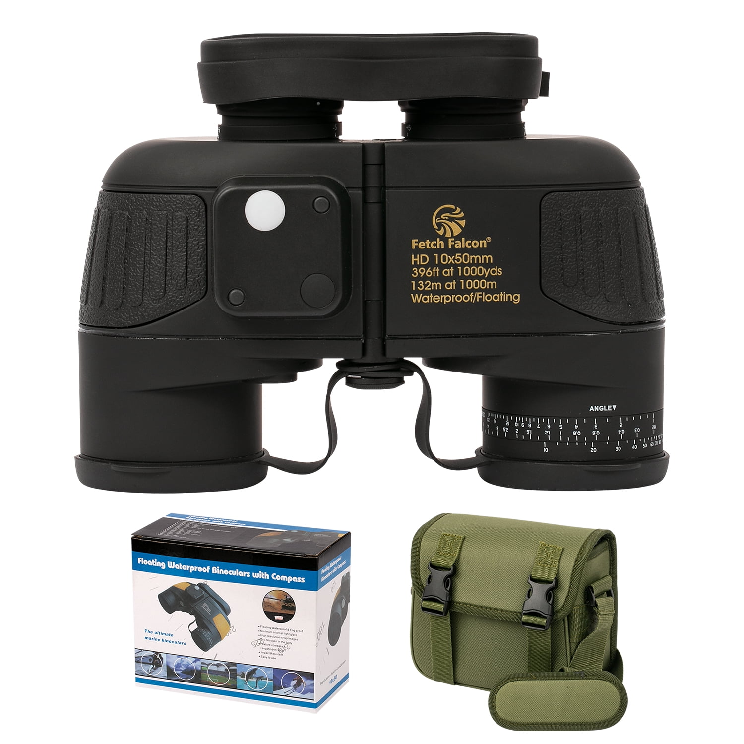 Fetch Falcon 10x50 BAK4 FMC Marine Binoculars- Nitrogen-Filled, IPX7 ...