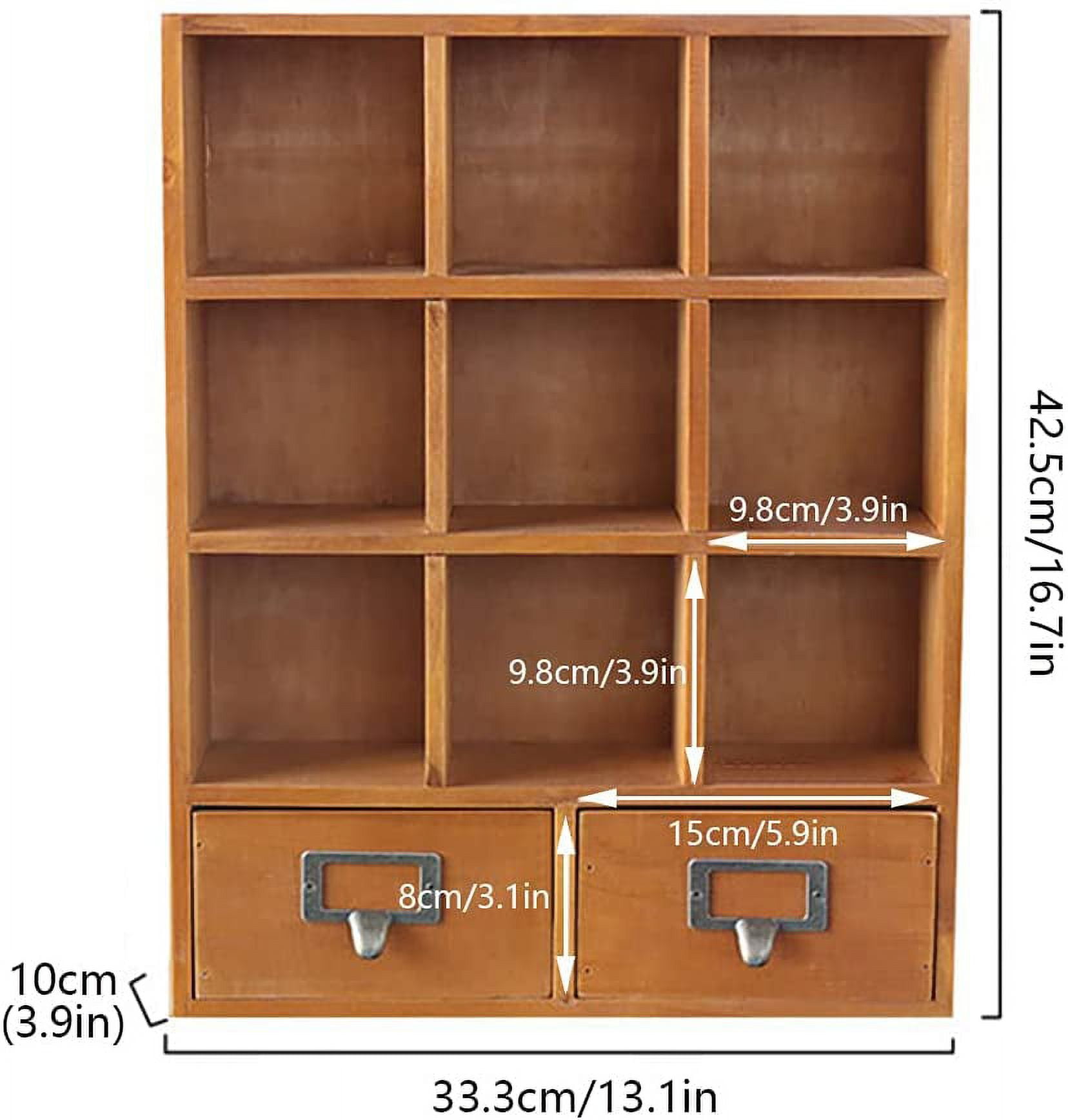 Fetcoi, Retro Wooden Shelf Storage Display Cabinet 9 Grid 2 Pumping ...