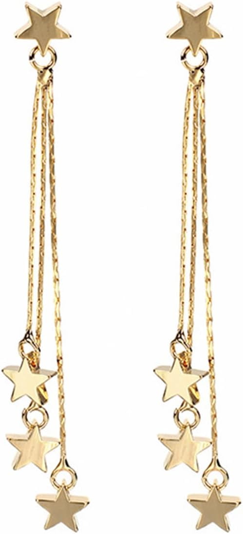 Star Earrings Dangle Rhinestone Big Star Dangle Earrings Long Tassel ...