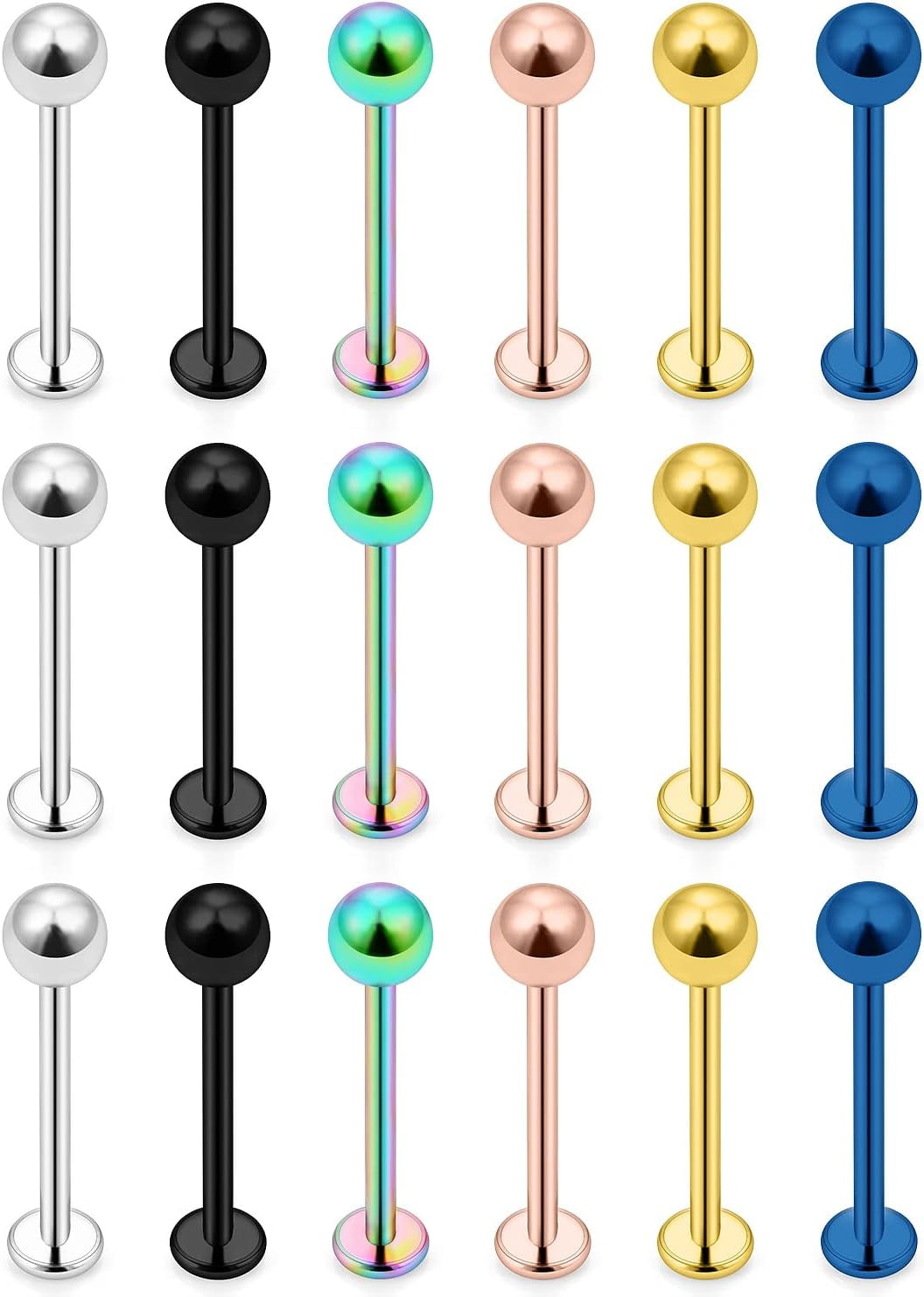 20G 16G 14G 12G Lip Labret Monroe Medusa Ring Studs 316L Surgical Steel ...