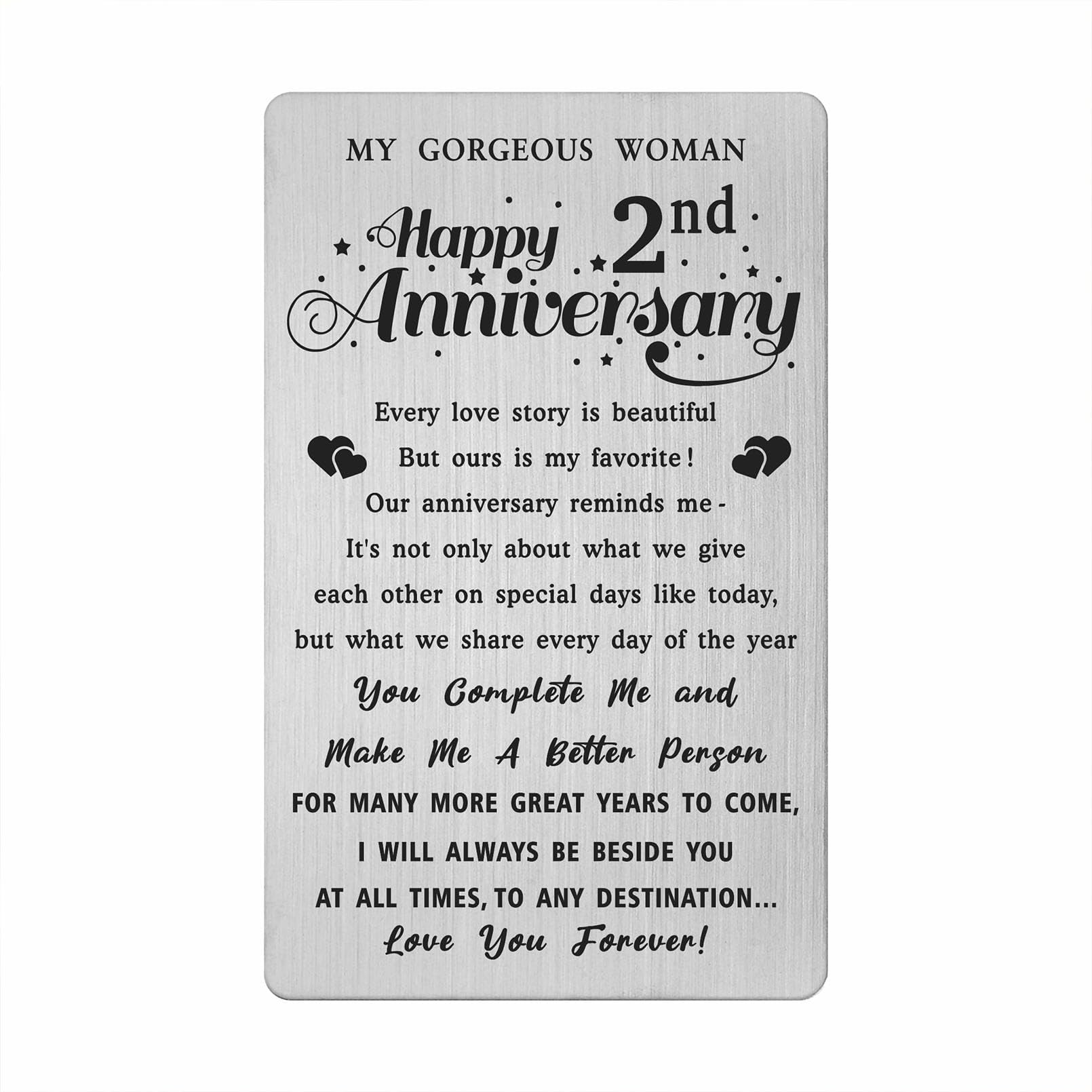 Fetiger 2nd Wedding Anniversary Card Gifts for Her Wife, Second Year ...