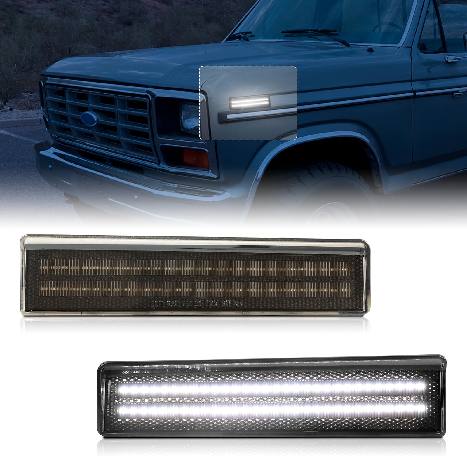 FetonAuto LED Front Side Marker Lights BSL1 for 1980-1986 Ford Bronco ...