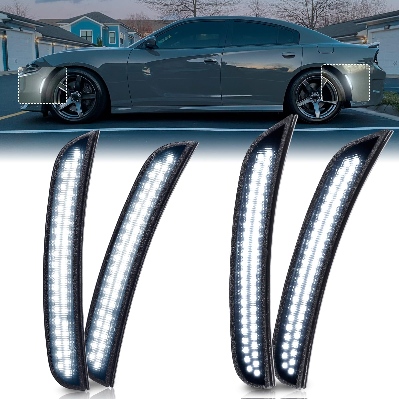 FetonAuto White LED Side Marker Lights for Dodge Charger 2015-2023 ...