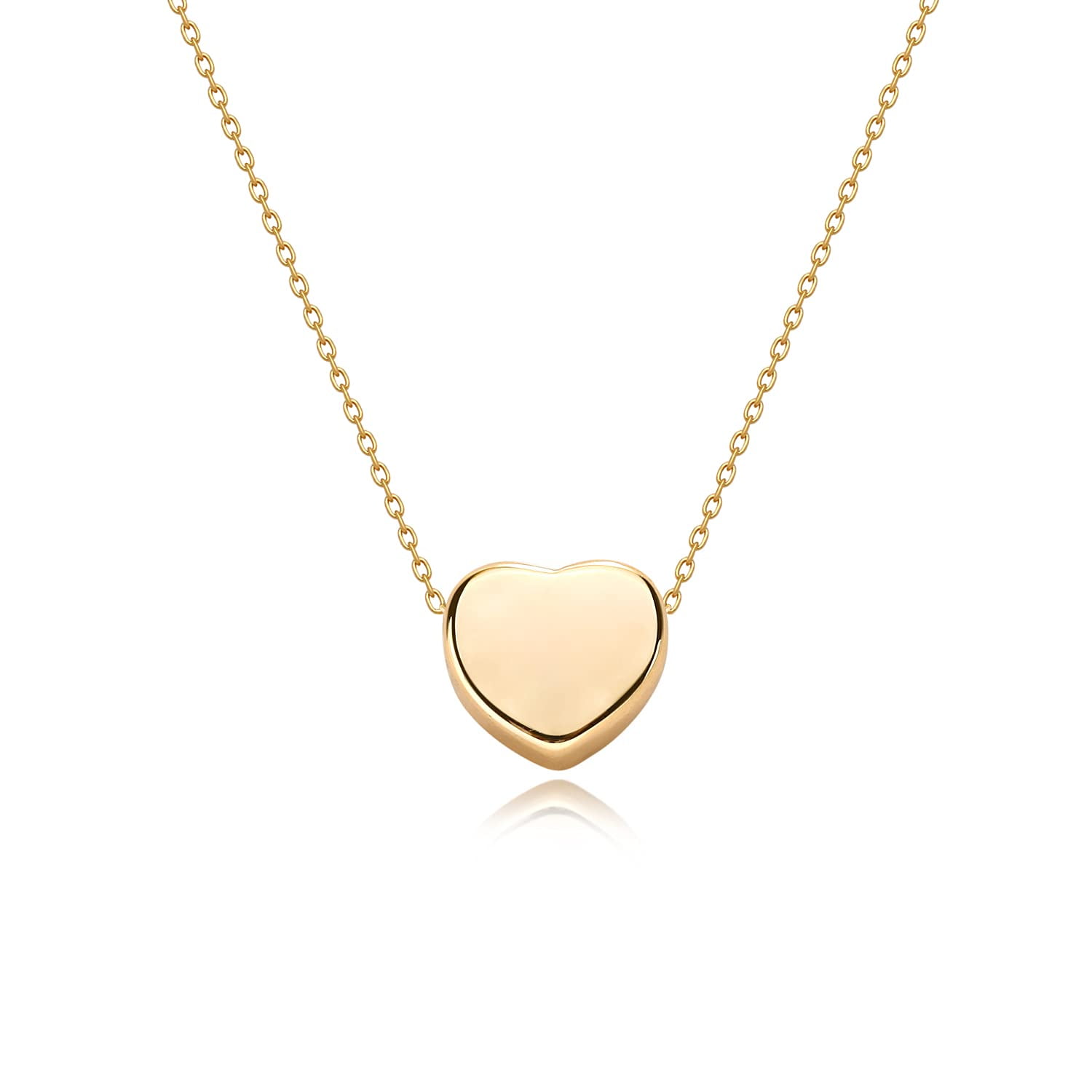 Fettero 14K Gold Plated Personalized Tiny Heart Pendant Chain Necklace ...