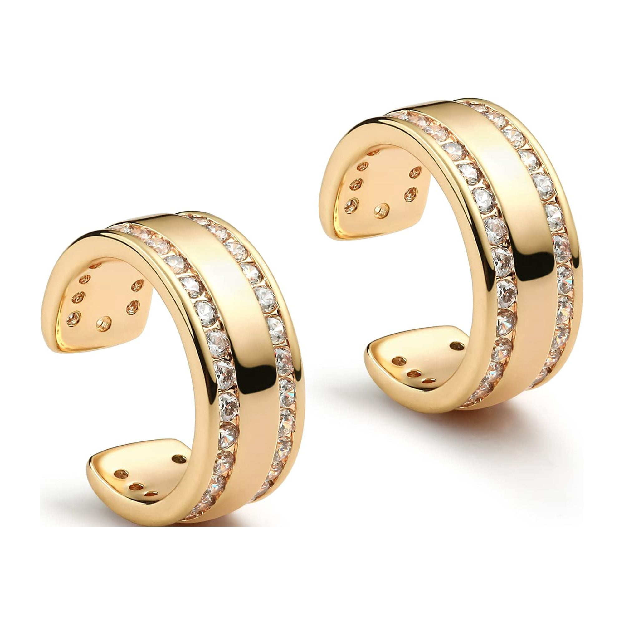 Fettero 18K Gold Plated Dainty Cuff Non Pierced Cartilage Clip on Open ...
