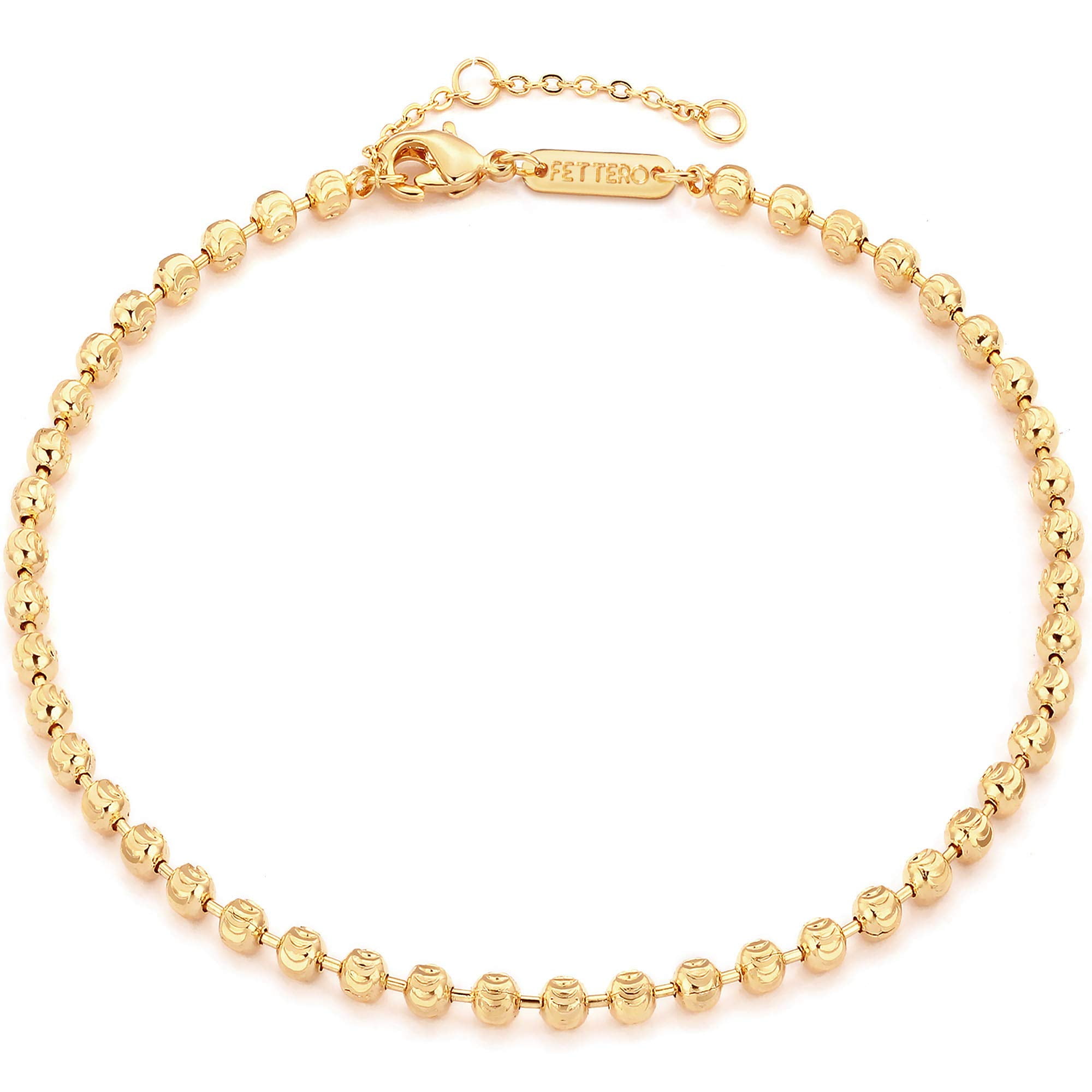 Fettero Chain Anklet Gold Satellite Bead 14K Gold Plated Boho Beach ...