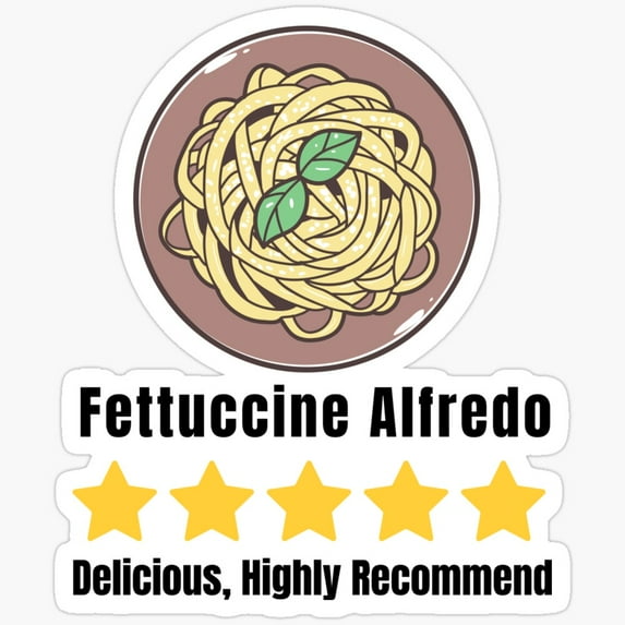 Fettuccine Alfredo 5 Star Rating Sticker Phone Decal Water Bottle ...