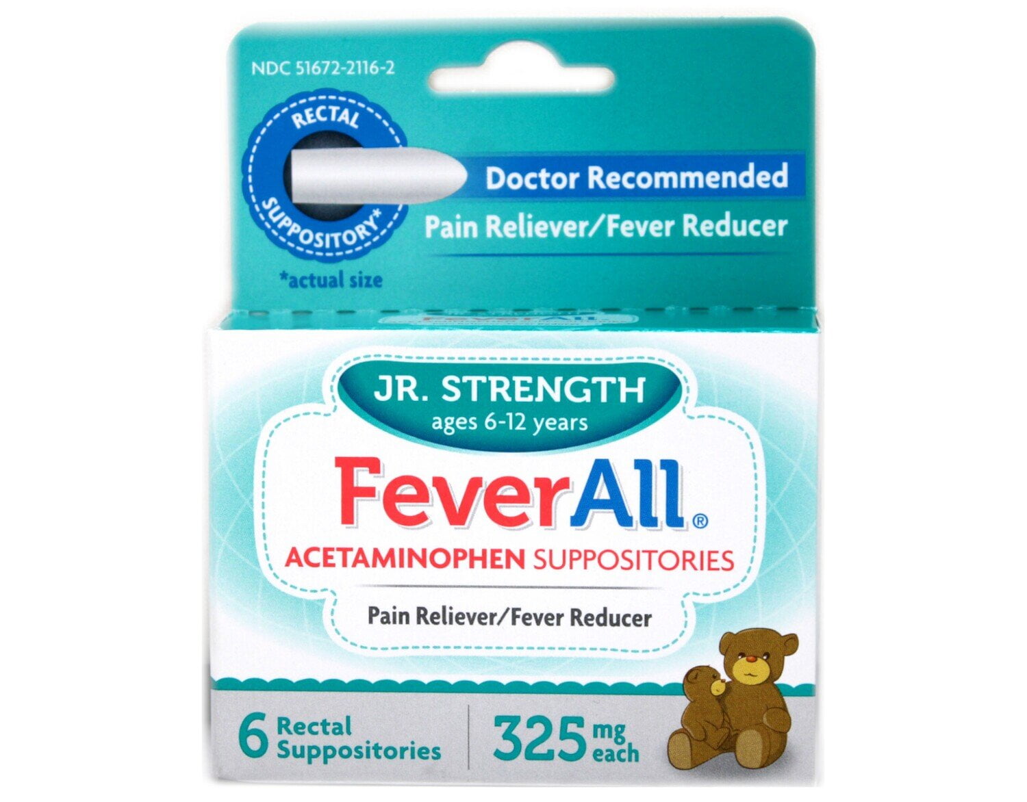 Fever All Acetaminophen 325Mg Jr Strength Rectal Suppositories, 6 Ea, 2 ...