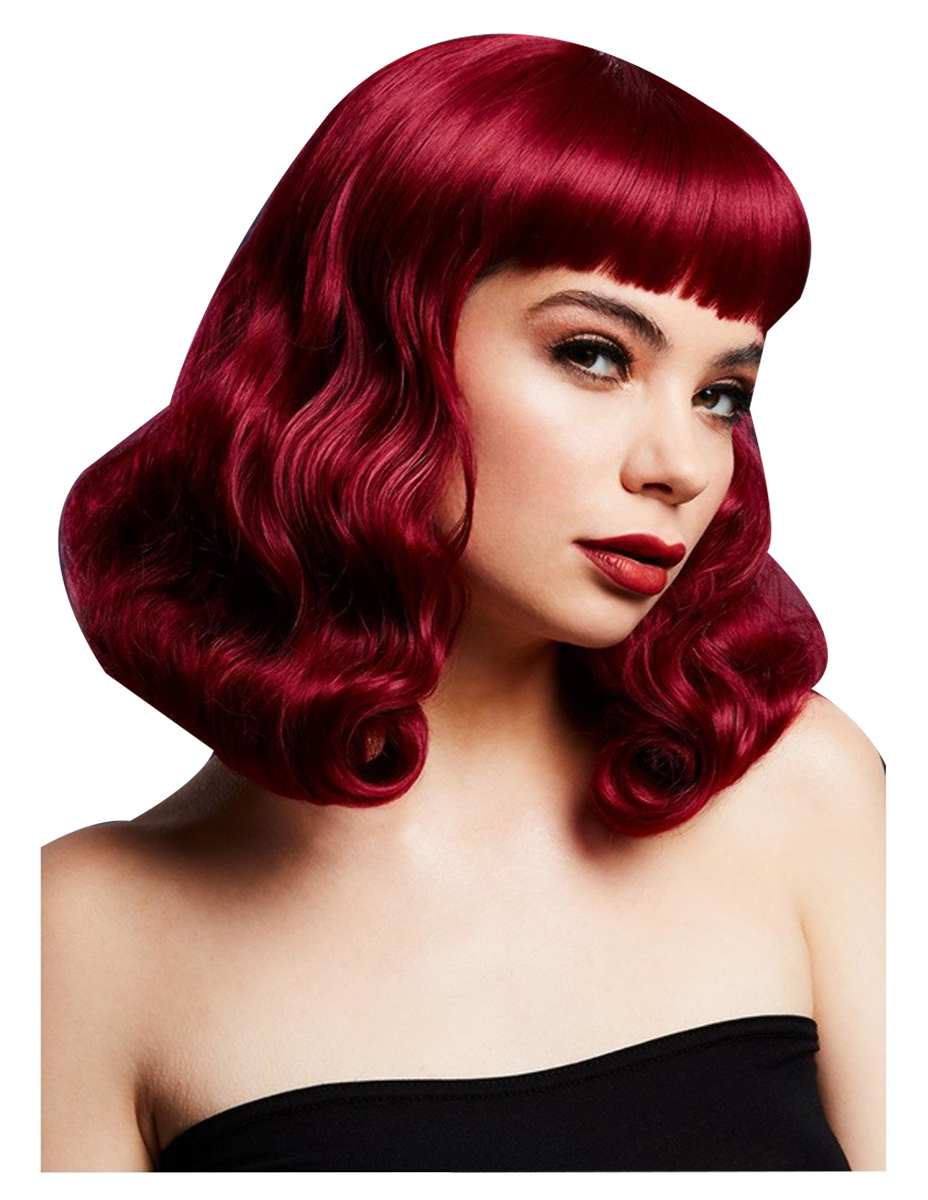 Fever Bettie Wig With Short Fringe Plum Wigs One Size Female Adult Red ...