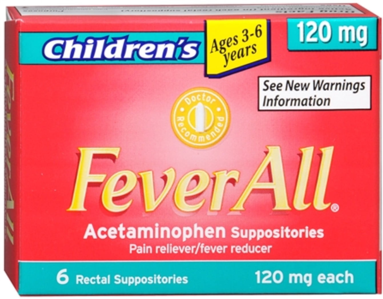 FeverAll Children's 120 mg Rectal Suppositories 6 Each (Pack of 3 ...