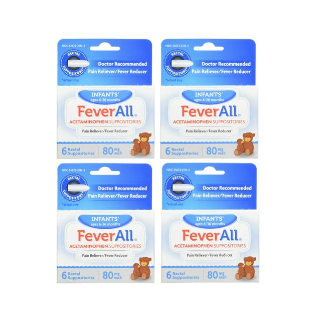 FeverAll Infants Acetaminophen Suppositories 6 Rectal Suppositories ...