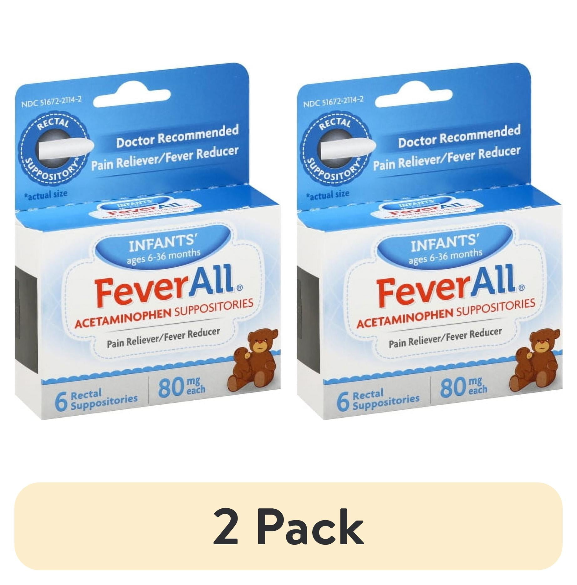 (2 pack) FeverAll Infants Acetaminophen Suppositories, 80 mg, 6 Count ...