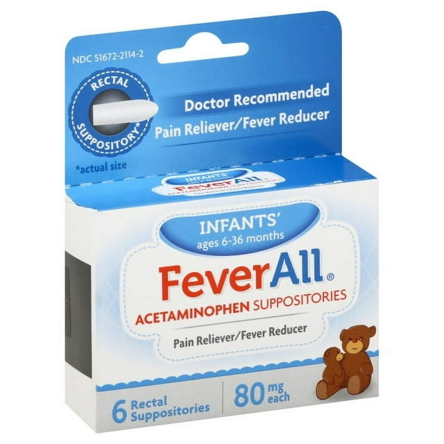FeverAll Infants Acetaminophen Suppositories, 80 mg, 6 Count HSA/FSA ...