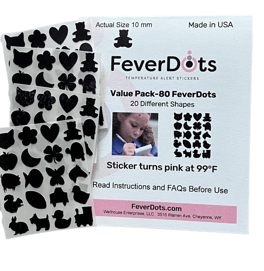 FeverDots, Fever Alert Stickers -80 FeverDots in 20 Shapes (size 10mm ...
