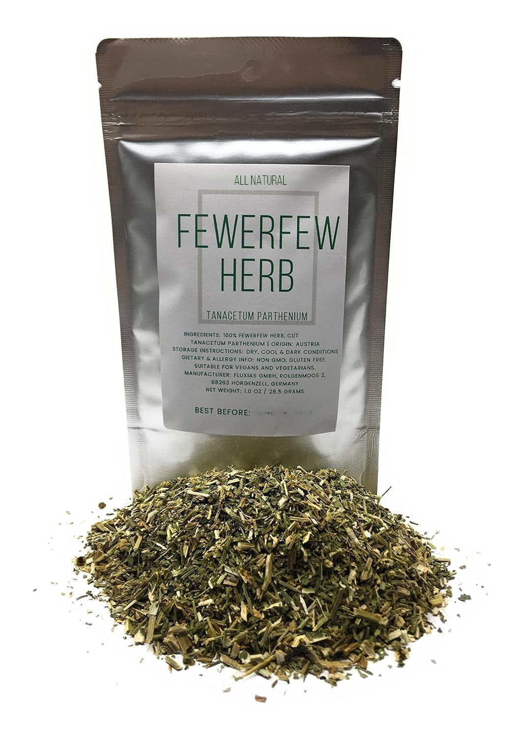 Feverfew Herb From Austria - Natural Fewerfew, Cut & Dried Tanacetum Parthenium - Net Weight ...