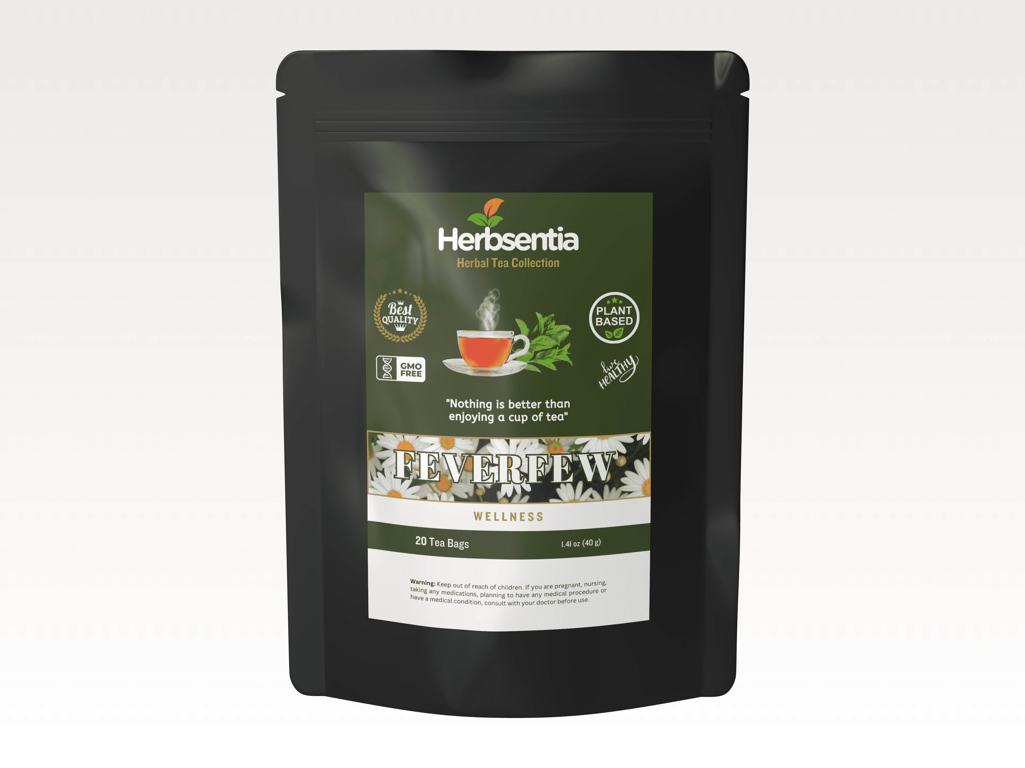 Feverfew Herbal Tea – 20 Tea Bags | Naturally Caffeine-Free Single Herb ...