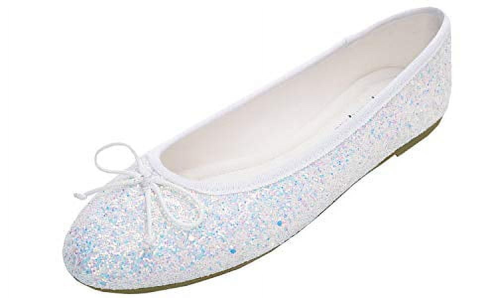 Feversole Women's Sparkle Memory Foam Cushioned Colorful Shiny Ballet ...