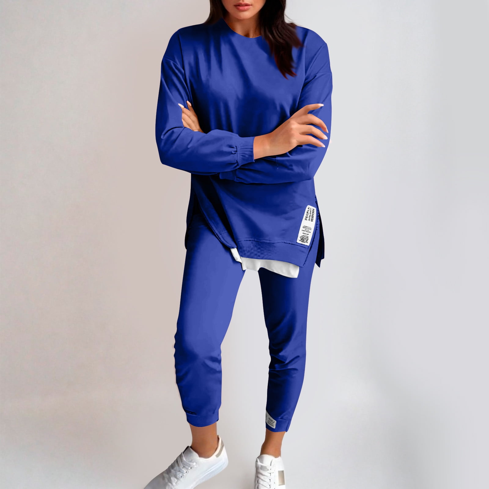 Fewfanhot 2 Piece Lounge Set Women Sweatsuit Set Twist Front Cropped ...