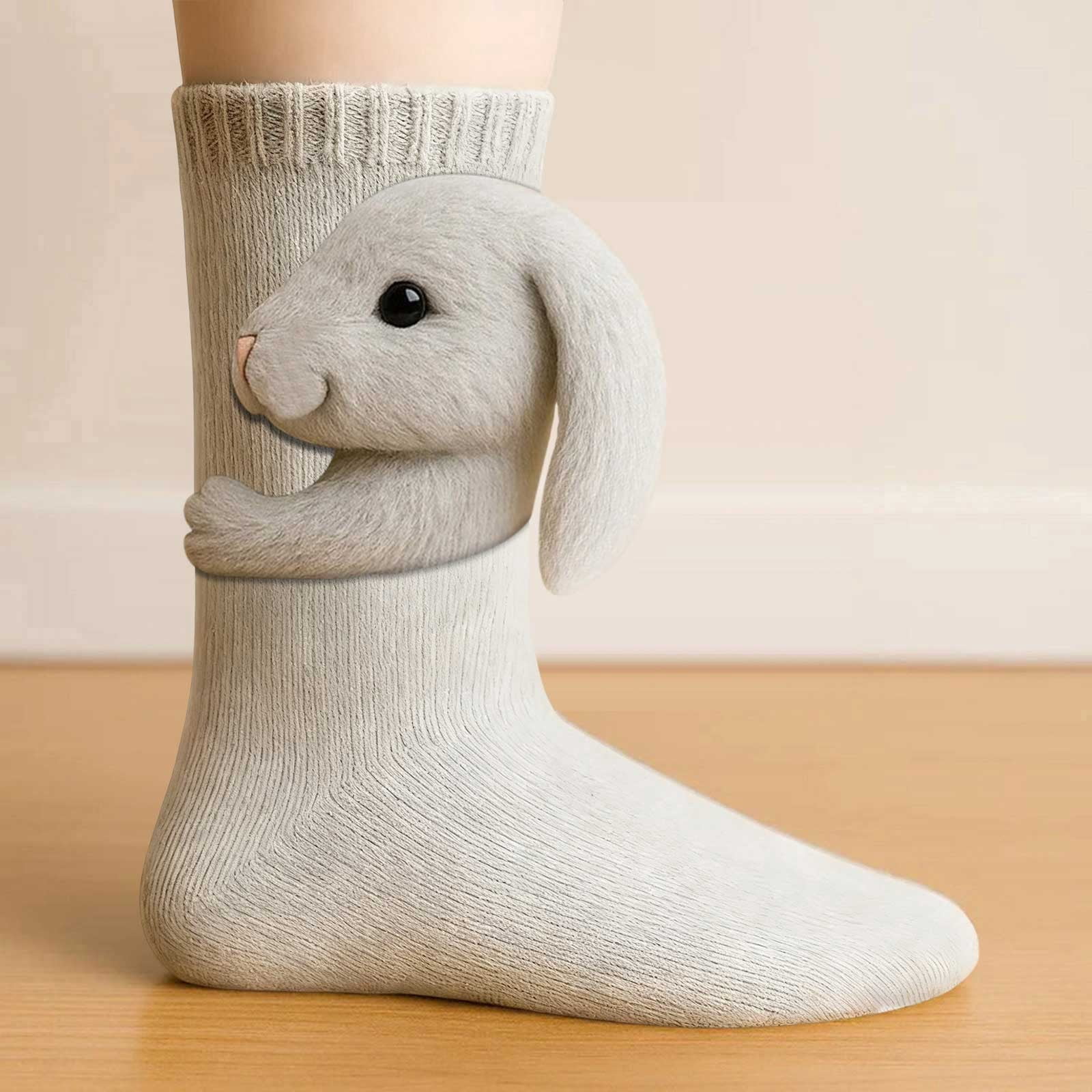 Fewfanhot 2026 New 3D Cute Knit Animal Socks, Novelty Fuzzy Fluffy ...