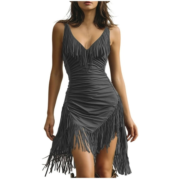 Fewfanhot Casual Dresses for Women Fringe Crochet Halter Dress Western ...