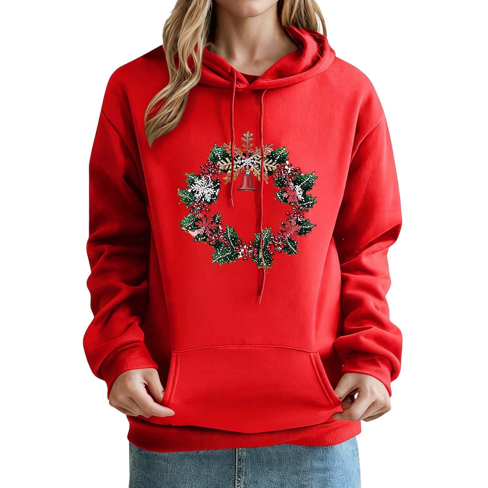 Fewfanhot Christmas Sweatshirts for Women Xmas Shirt Christmas Tree ...